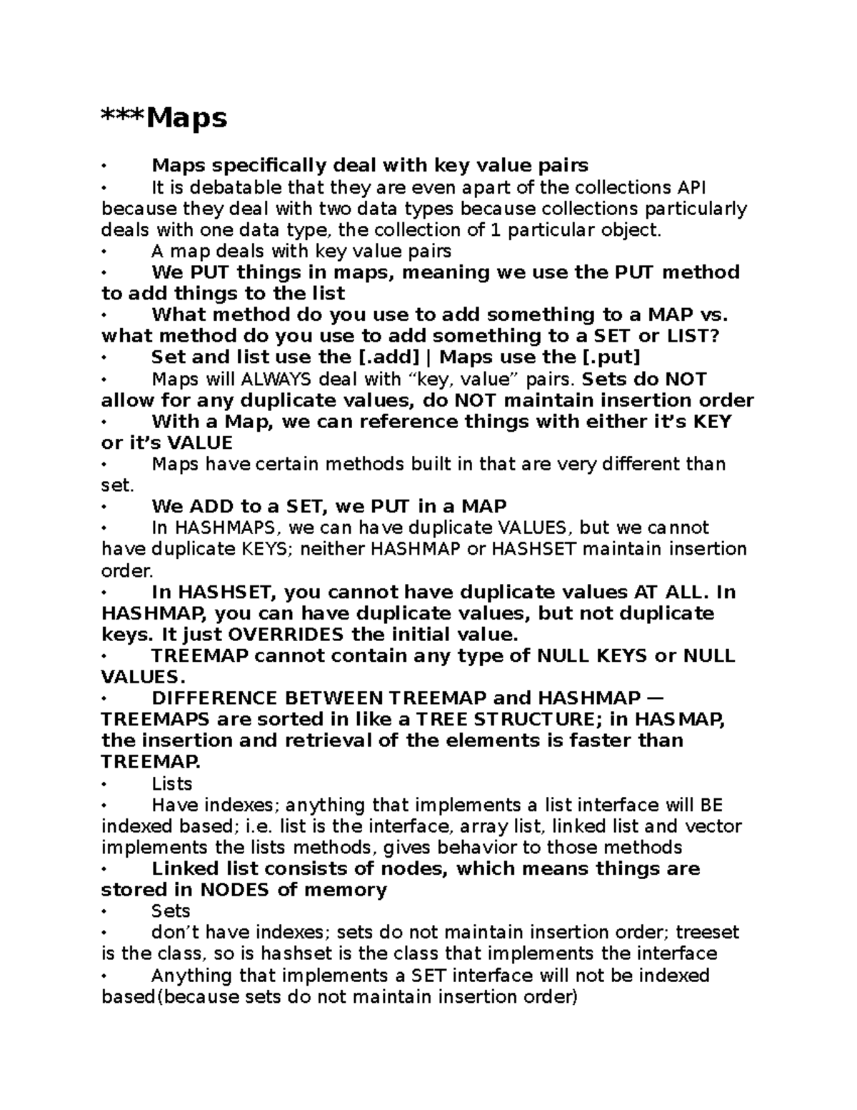 All Inclusive Notes - Java and Javascript - ***Maps Maps specifically ...