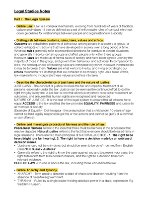 Prelims Legal Notes - Basic Legal Concepts Meaning of Law Meaning of ...