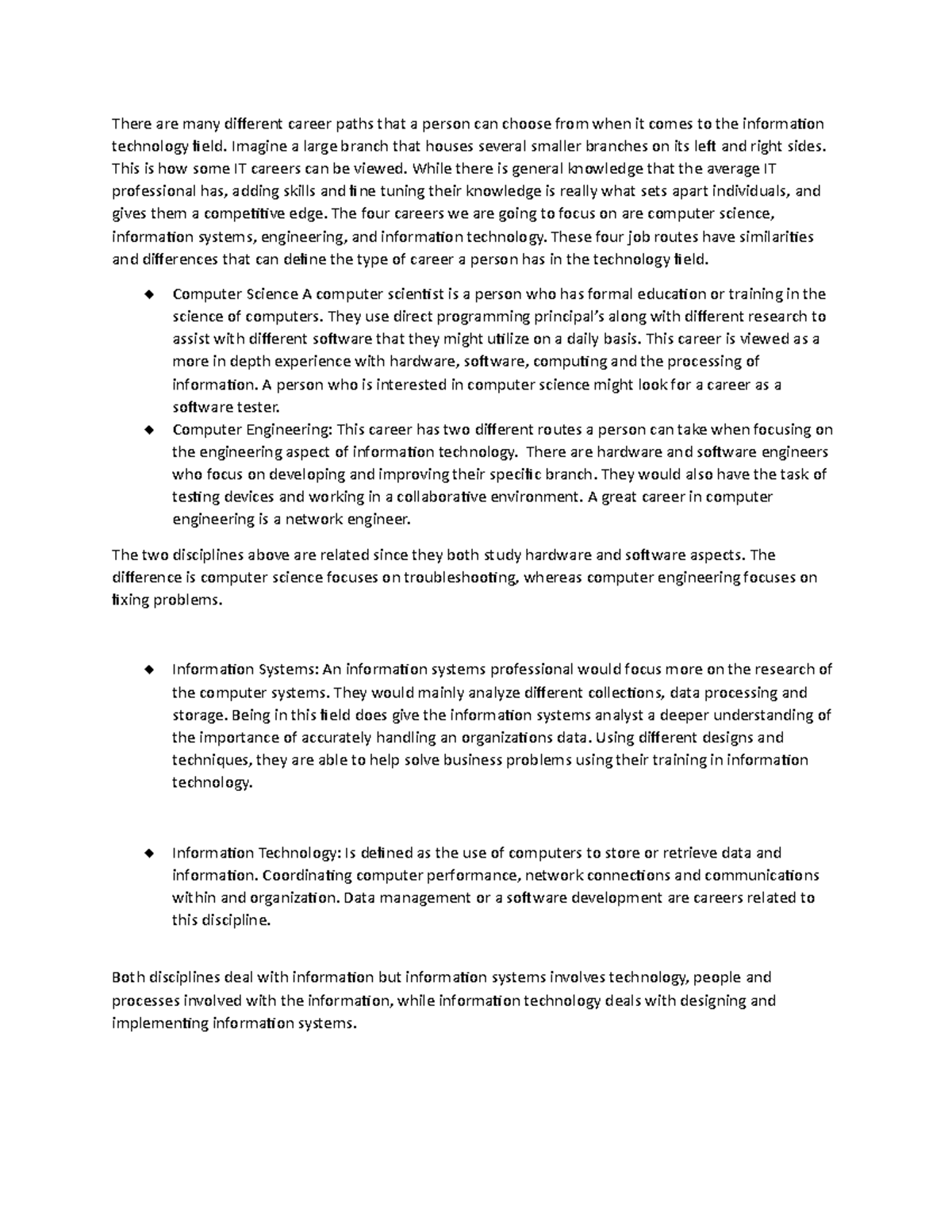 IT 200 Assignment 7 The IT Professional - There are many different ...
