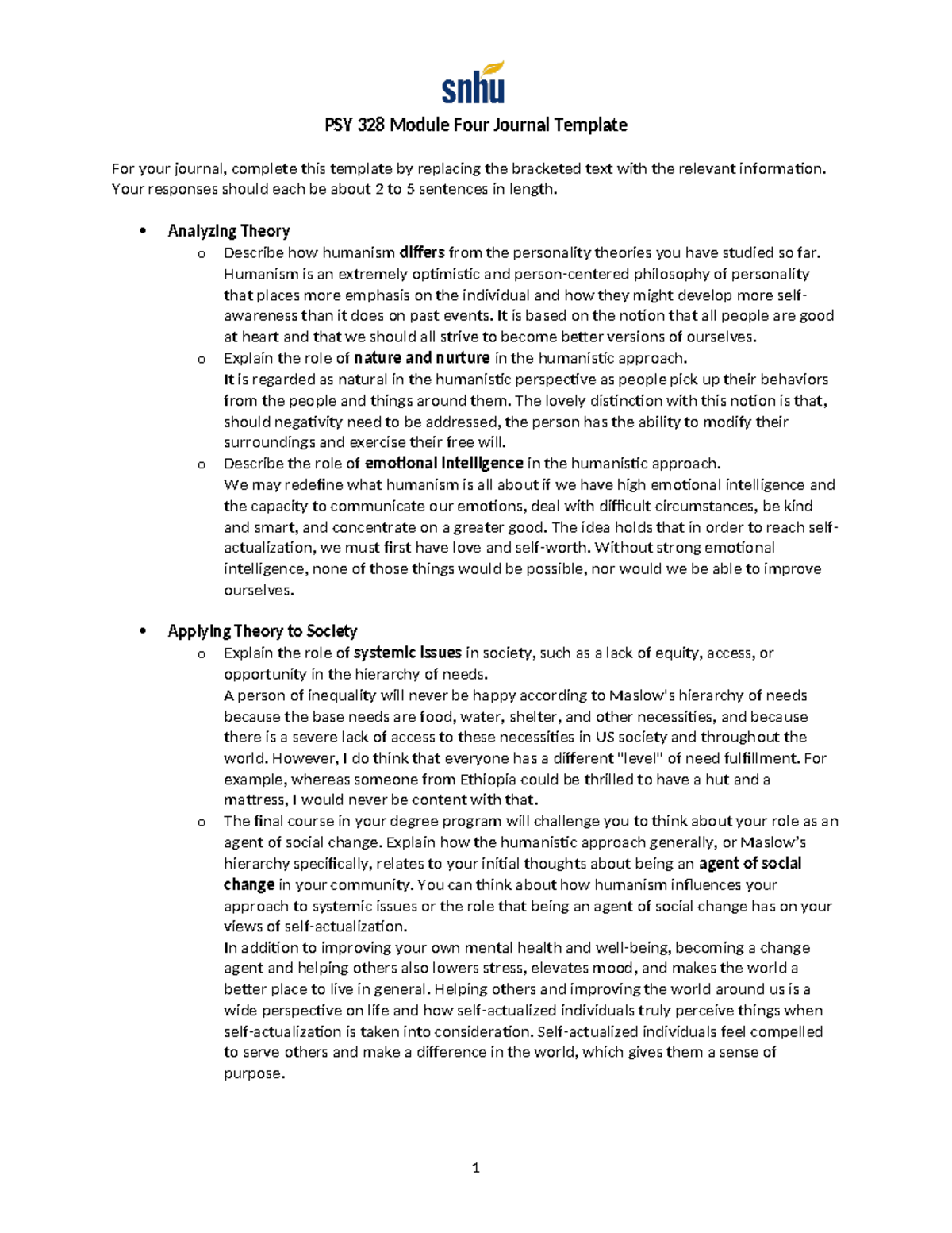PSY 328 Module Four Journal MT - Your responses should each be about 2 ...