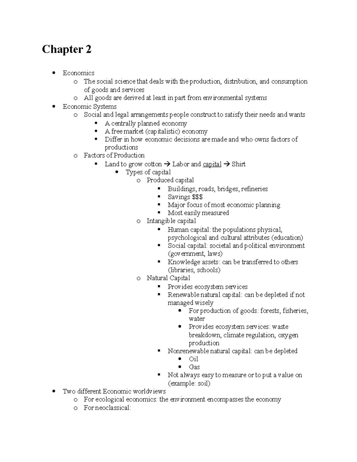 Chapter 2 - Chapter 2 Economics o The social science that deals with ...