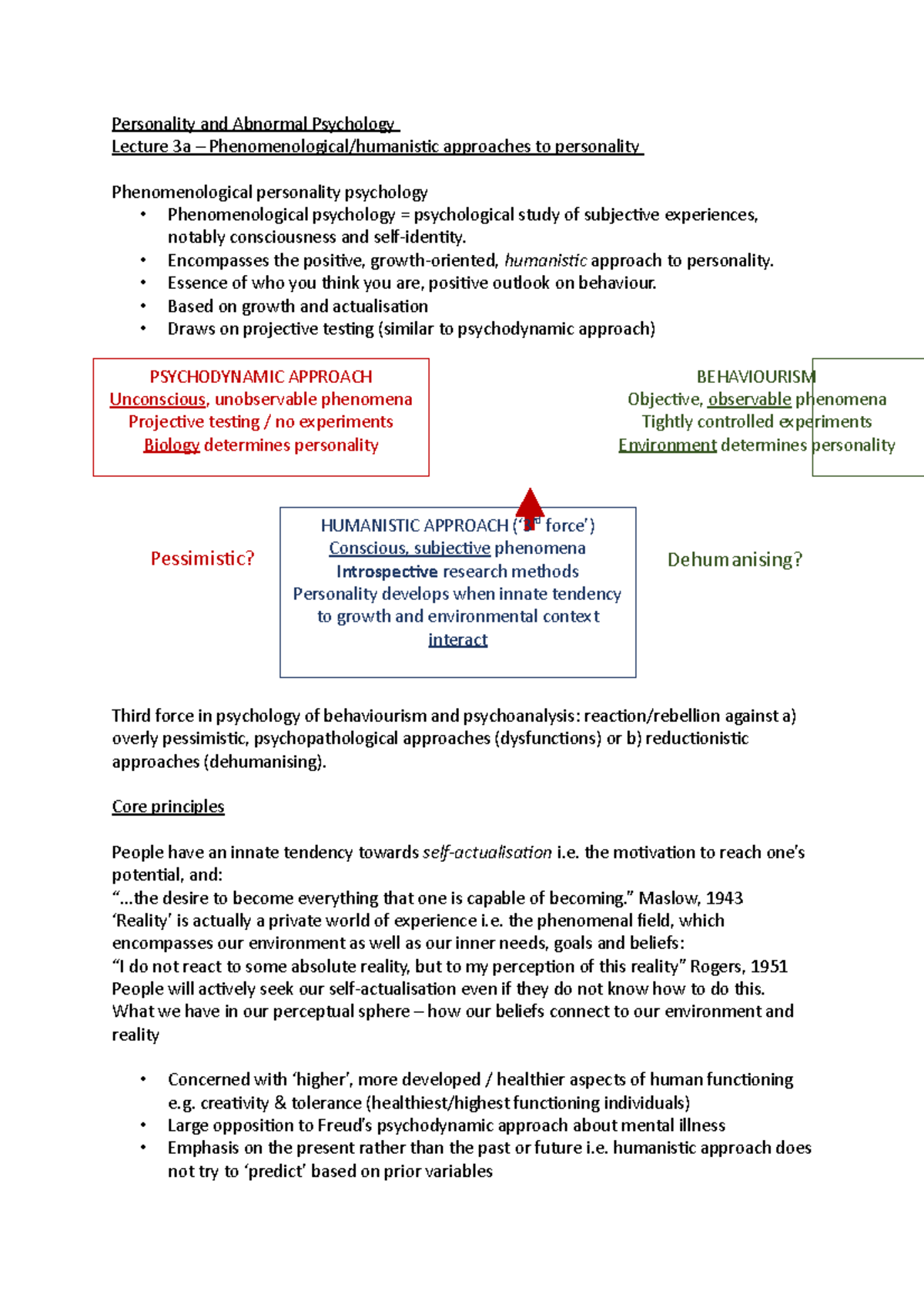 Personality & Abnormal Psychology L3a - Personality and Abnormal ...