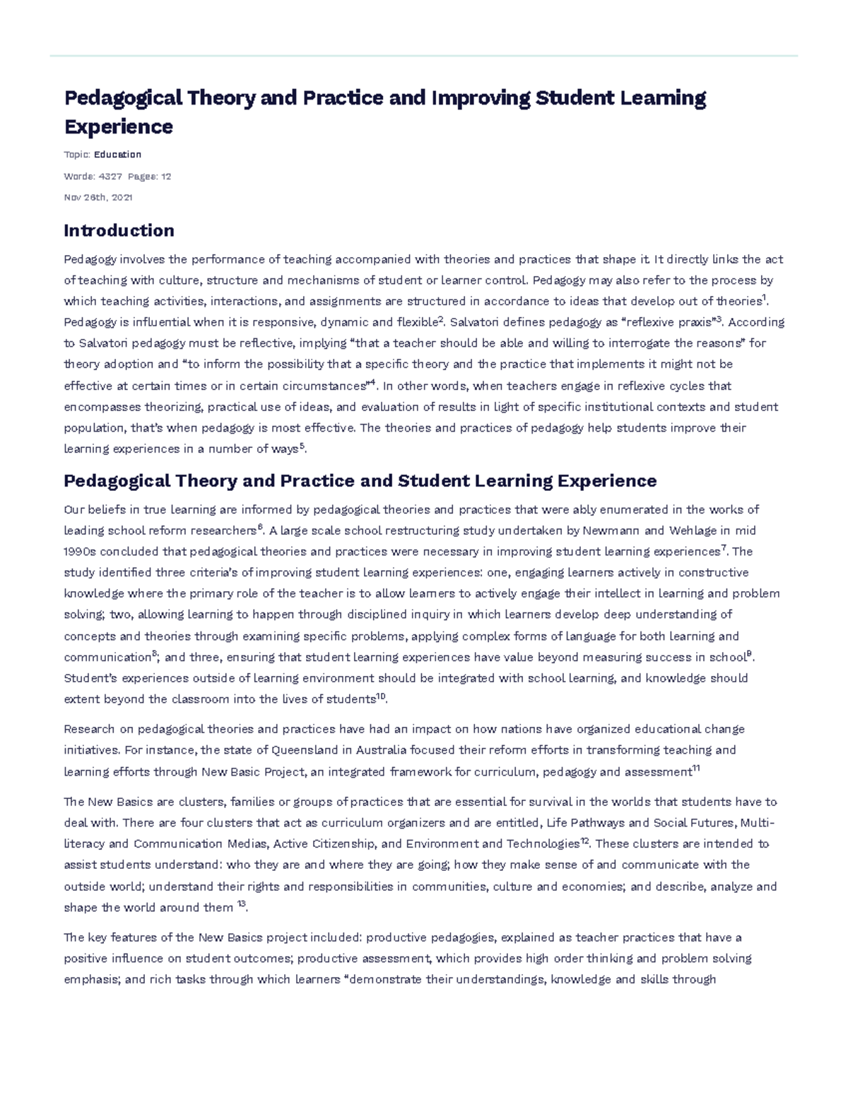 Pedagogical Theory and Practice and Improving Student Learning ...