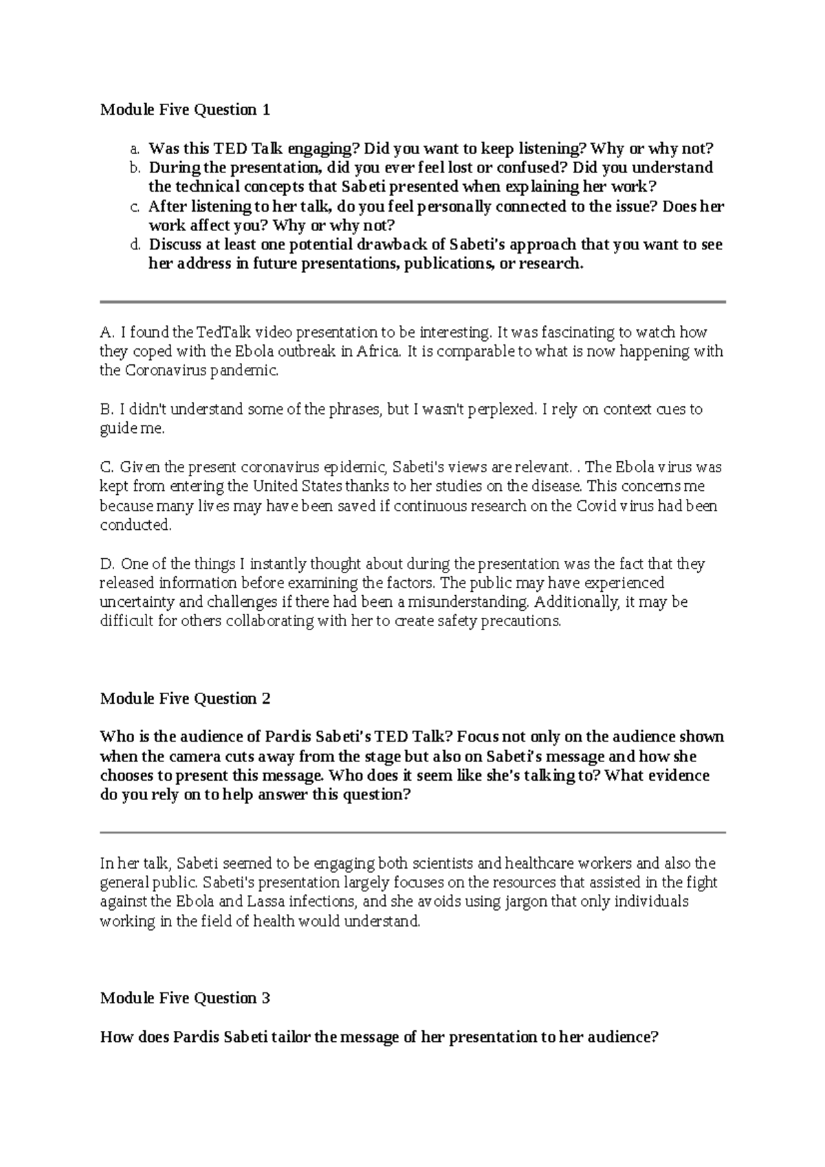Module 5 social short responses - Module Five Question 1 a. Was this ...