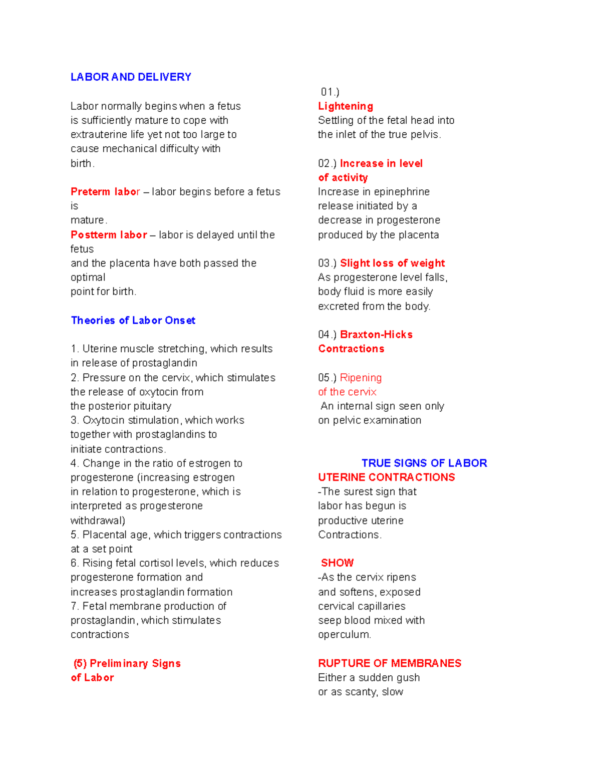 Labor-AND- Delivery - labor in pregnancy - LABOR AND DELIVERY Labor ...