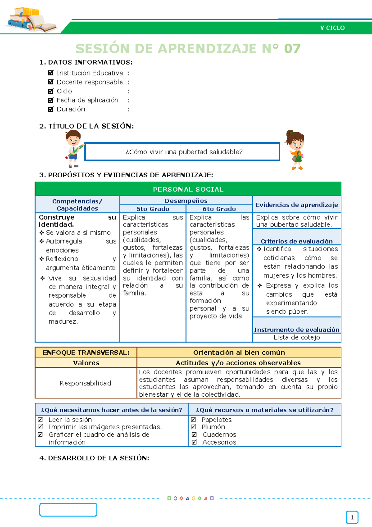 1.- Sesiones de aprendizaje - EDA II Semana 2 - SESIÓN DE APRENDIZAJE N° 07 1. DATOS ...