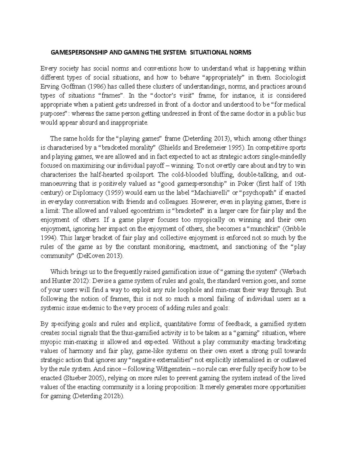 Gamespersonship AND Gaming THE System - GAMESPERSONSHIP AND GAMING THE ...