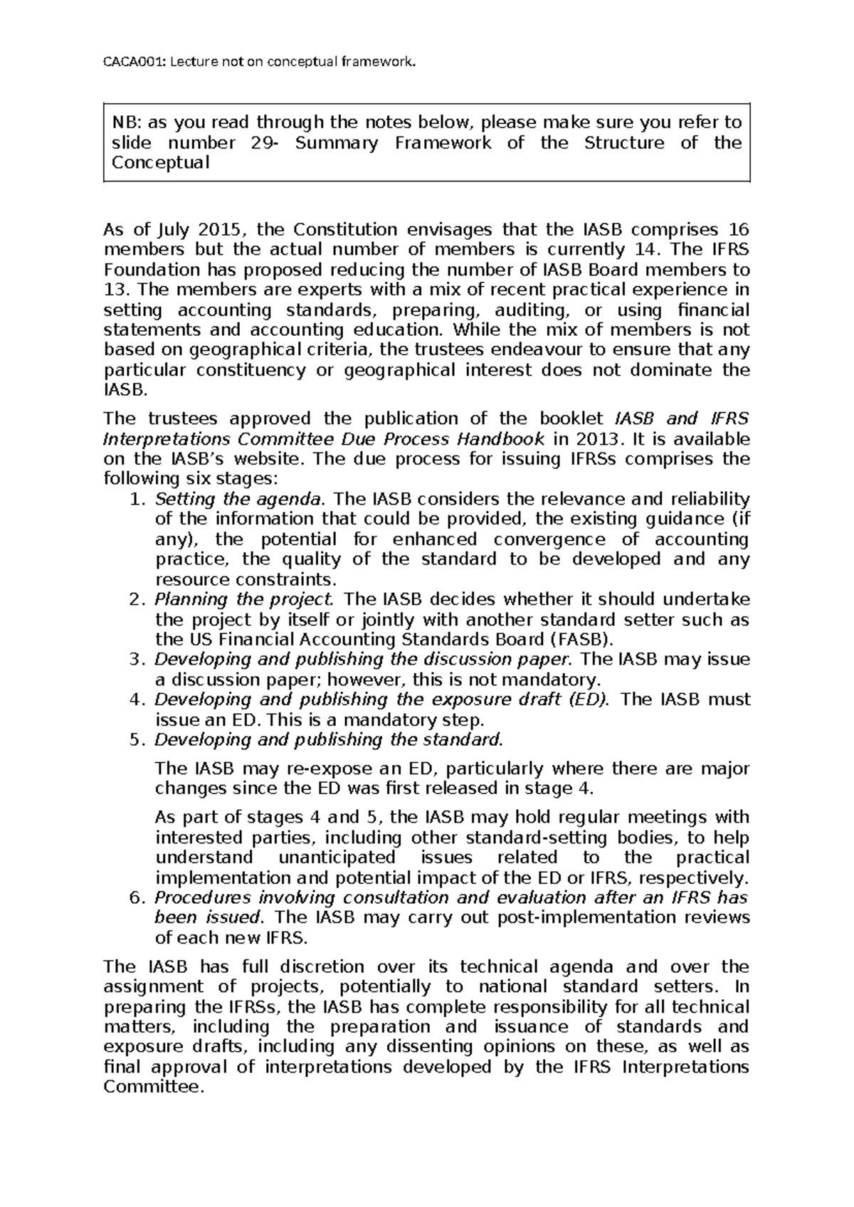 Extract on the notes about conceptual framework (old) - NB: as you read ...