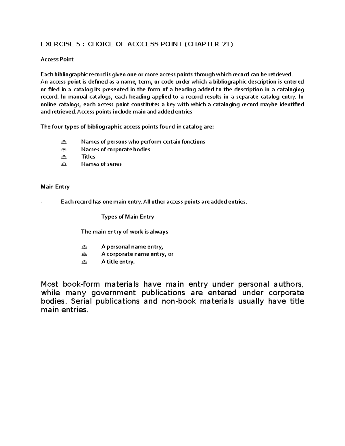 Exercise 5 - Chapter 5 Access Point - EXERCISE 5 : CHOICE OF ACCCESS ...