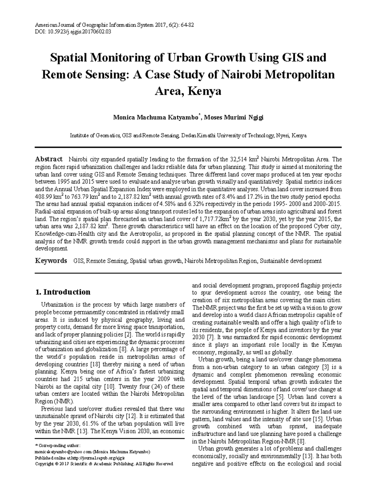 Spatial Monitoring Of Urban Growth Using Gis And American Journal Of Geographic Information
