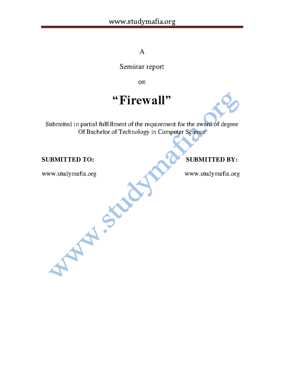 CSE-Firewall-Report - Firewall topic - A Seminar report on “Firewall ...