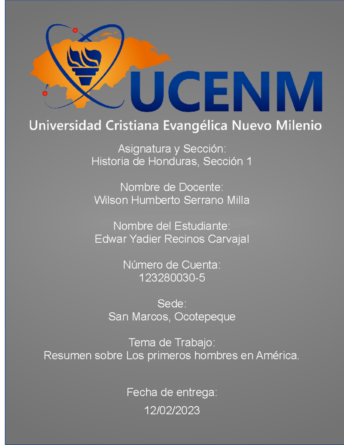 Los primeros hombres en América - Fecha de entrega: 12/02/ Los primeros ...
