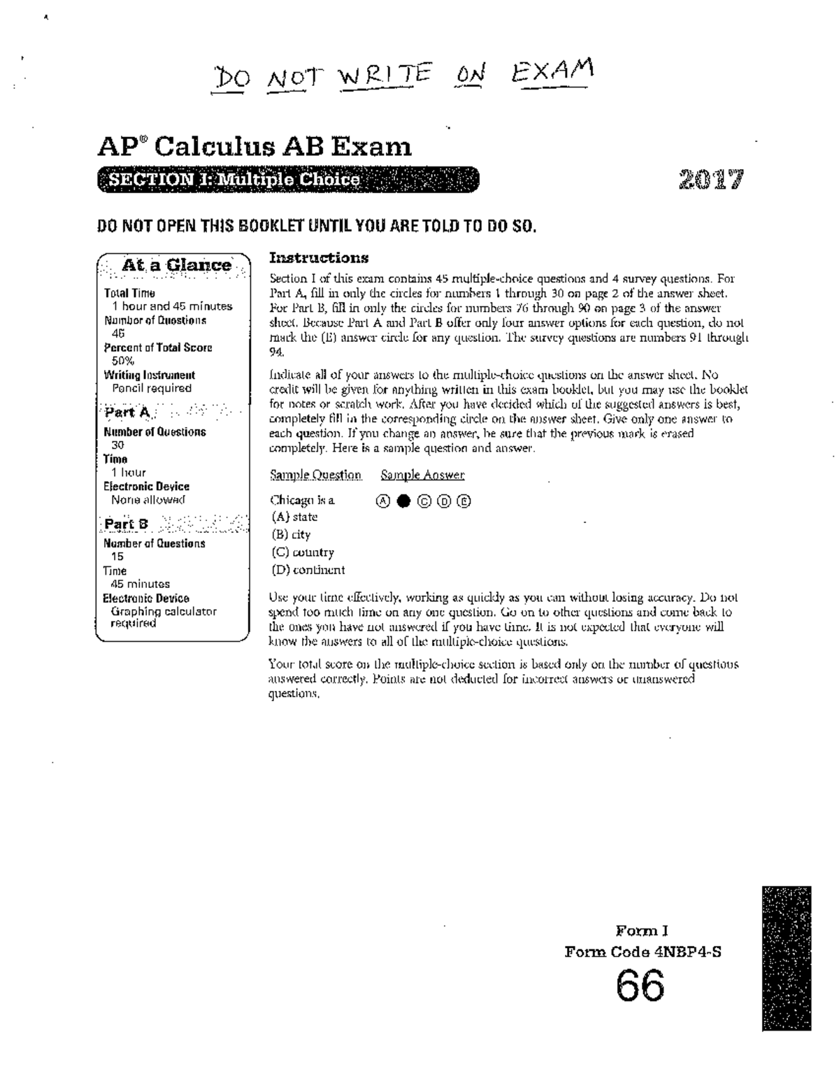 2017 ap calculus ab multiple choice questions - Mathematics ...