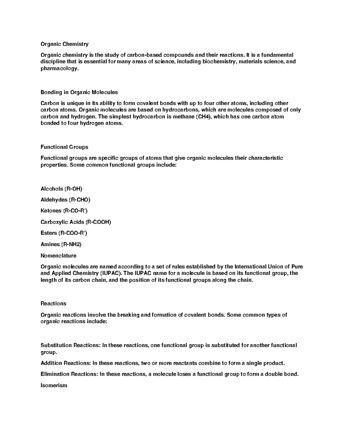 Orgchem - Organic Chemistry Organic chemistry is the study of carbon ...