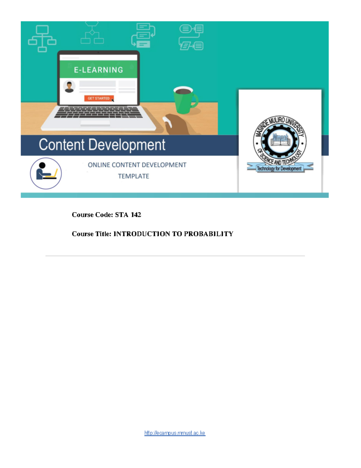 STA 142-INTR TO PROB-1-SET Theory - ecampus.mmust.ac Course Code: STA 142 Course Title ...