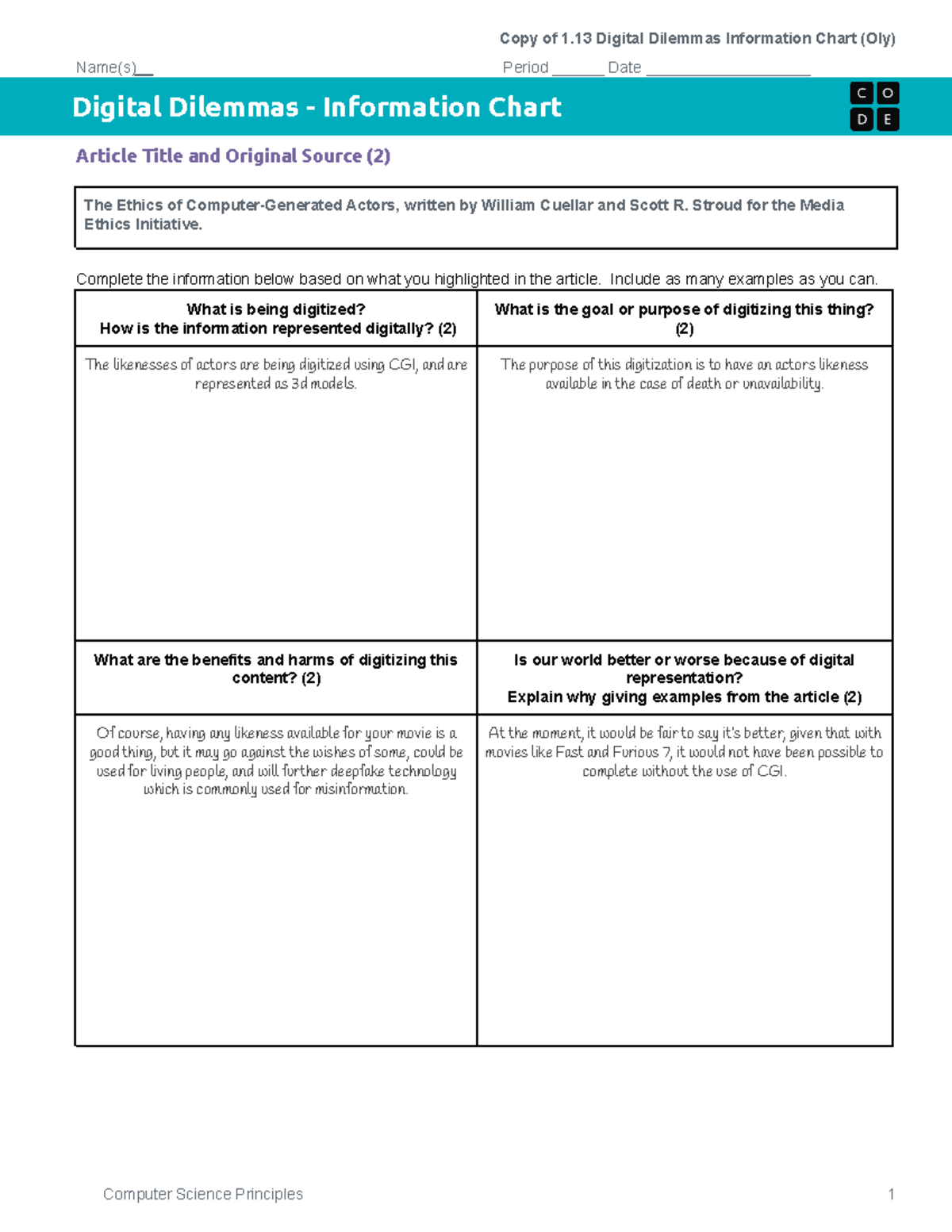 Copy of 1.13 Digital Dilemmas Information Chart (Oly) - Stroud for the ...