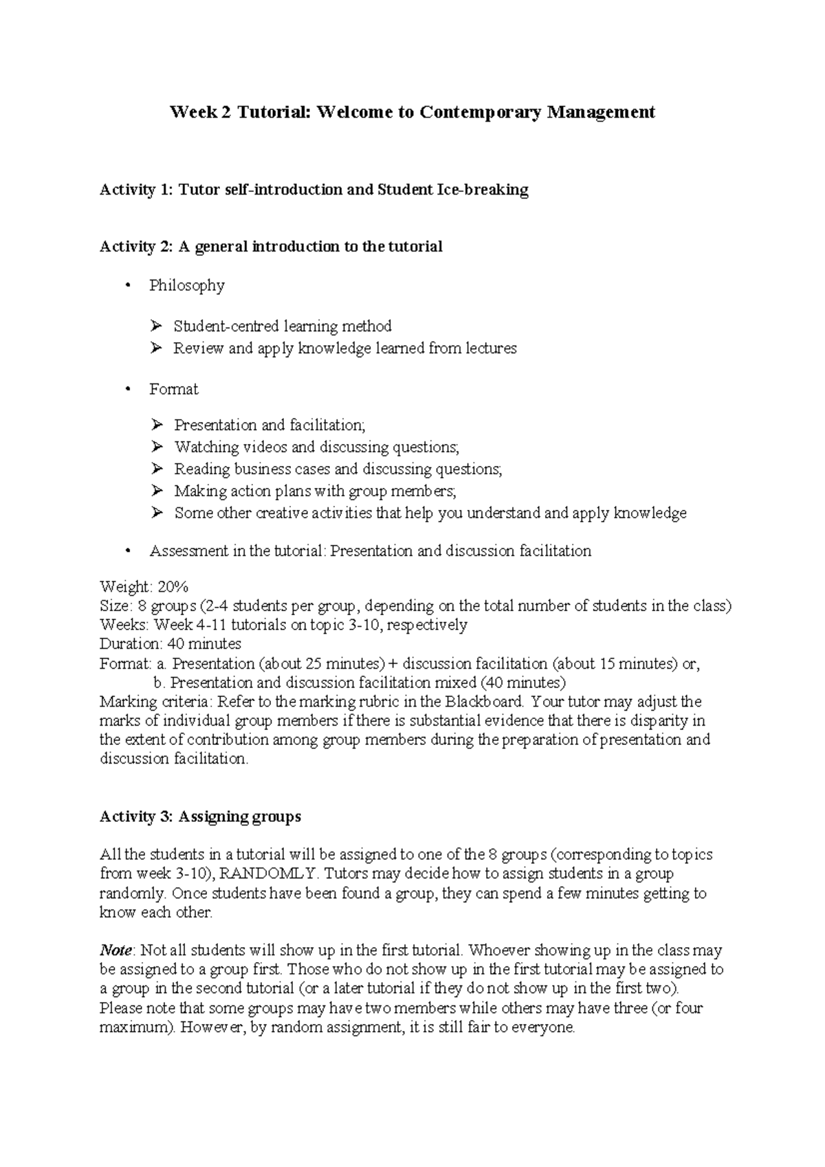 Week 2 Tutorial - tute - Week 2 Tutorial: Welcome to Contemporary ...