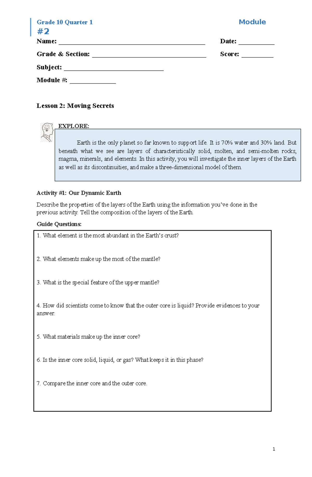 Science 10 Module 2 - FOR INCOMING GRADE 10 STUDENTS IN HOPE THIS HELPS ...