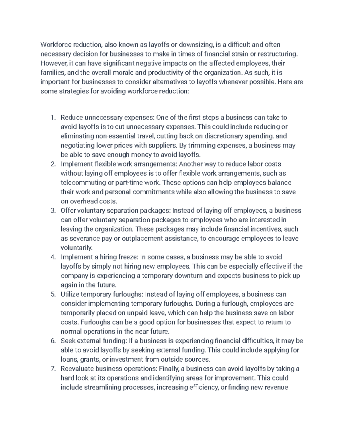 How to avoid workforce reduction - Workforce reduction, also known as ...