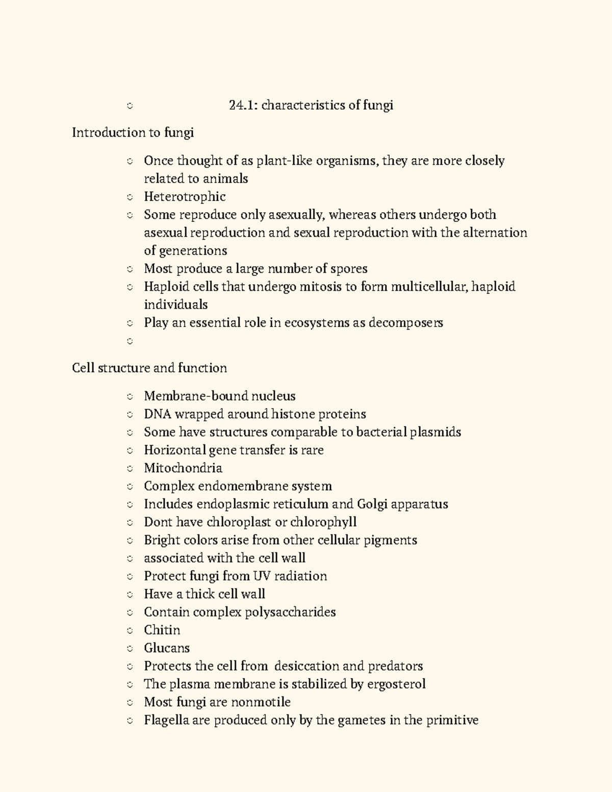Bio notes - 24: characteristics of fungi Introduction to fungi Once ...