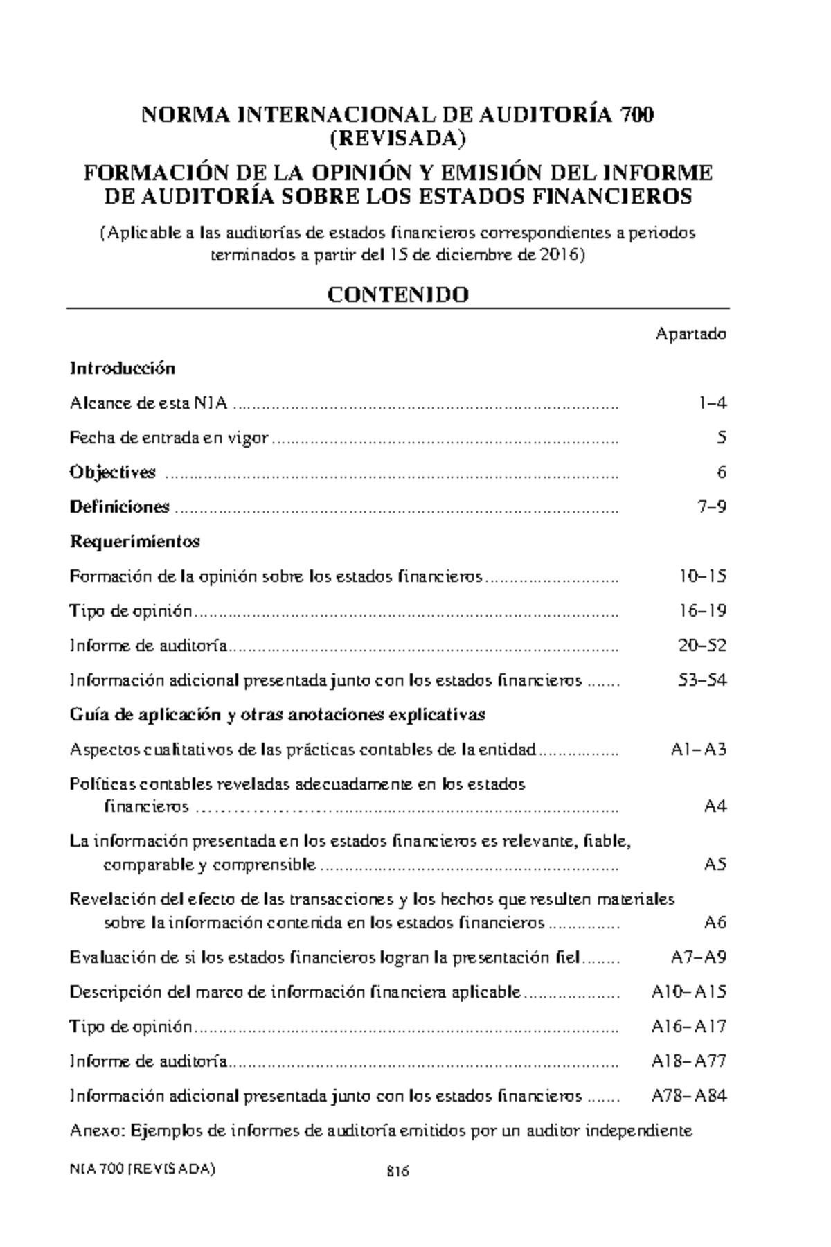 NIA-700 - Información para conocer el procedimiento de los auditores ...