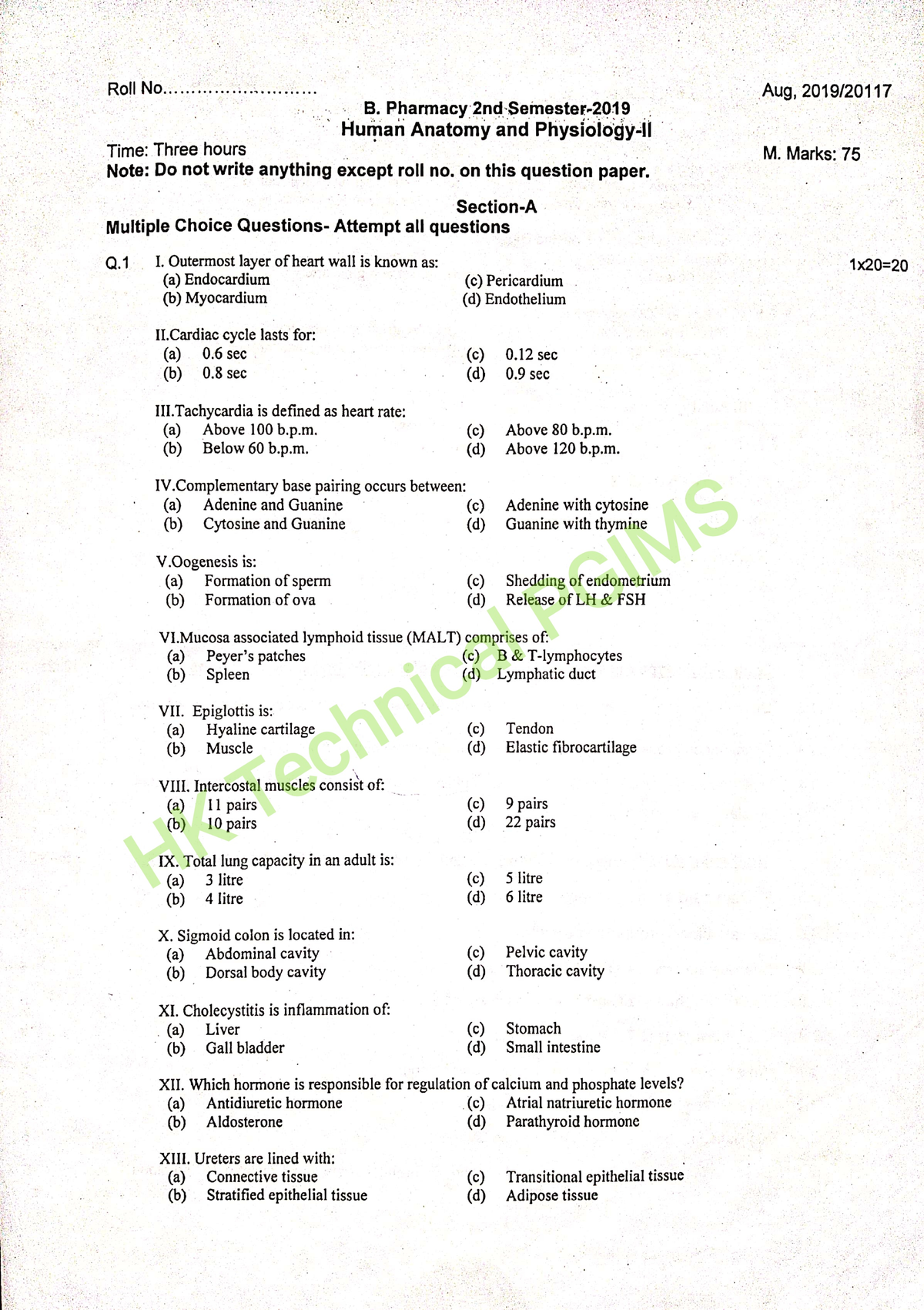 HAP 2 sem 2019 - Preparing for exams - Anatomy and physiology - Studocu