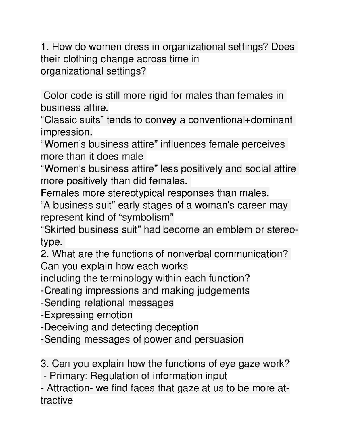 Cmn122studyguide - Summary Nonverbal Communication - 1. How do women ...