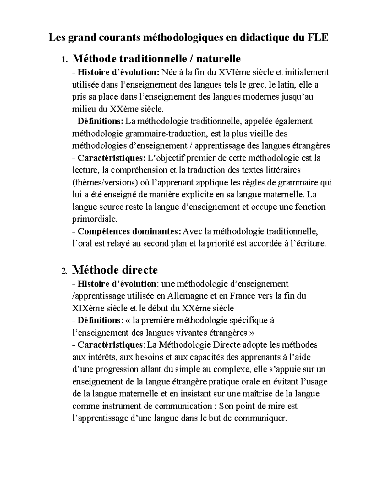 Méthode traditionnelle - Les grand courants méthodologiques en ...