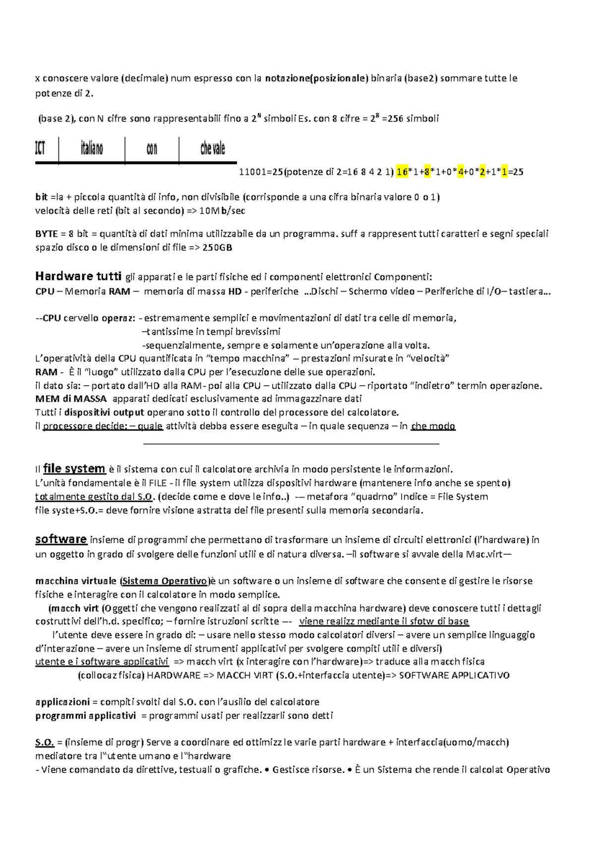 Appunti Informatica - Warning: TT: undefined function: 32 x conoscere valore (decimale) num ...