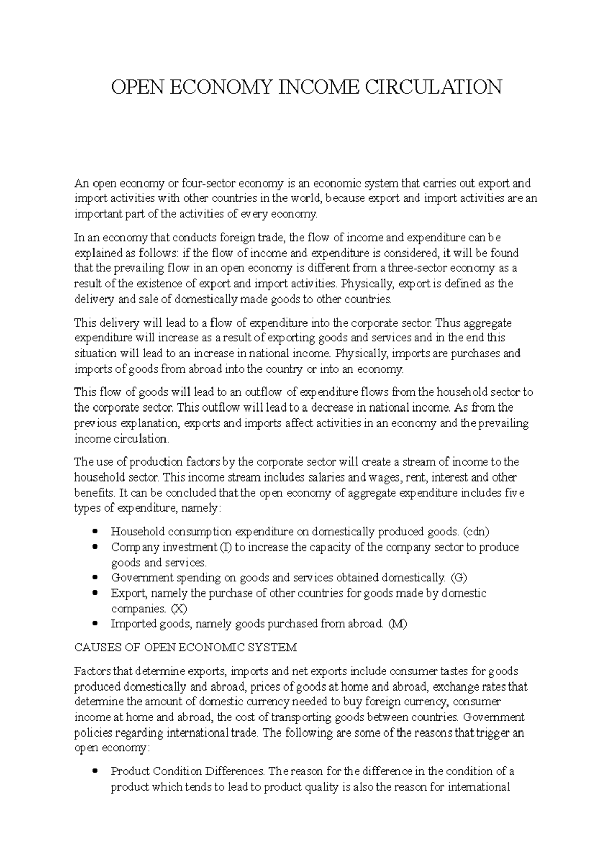 OPEN Economy Income Circulation - OPEN ECONOMY INCOME CIRCULATION An ...