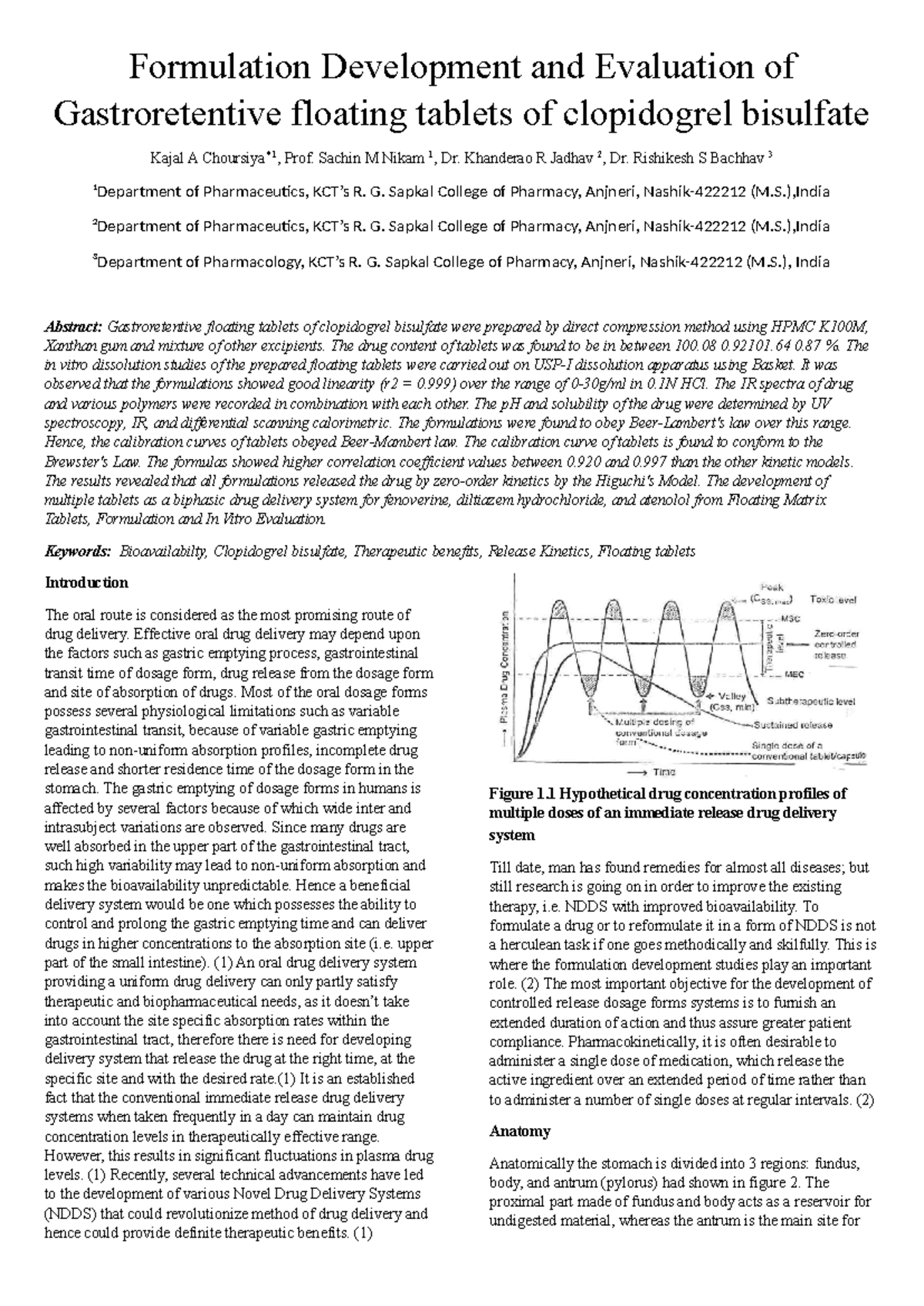 Formulation Development and Evaluation of Gastroretentive floating tablets of clopidogrel ...