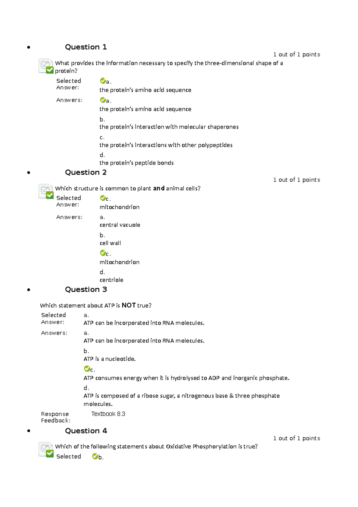 Mini test 1 - ONLINE TEST - Question 1 1 out of 1 points What provides ...