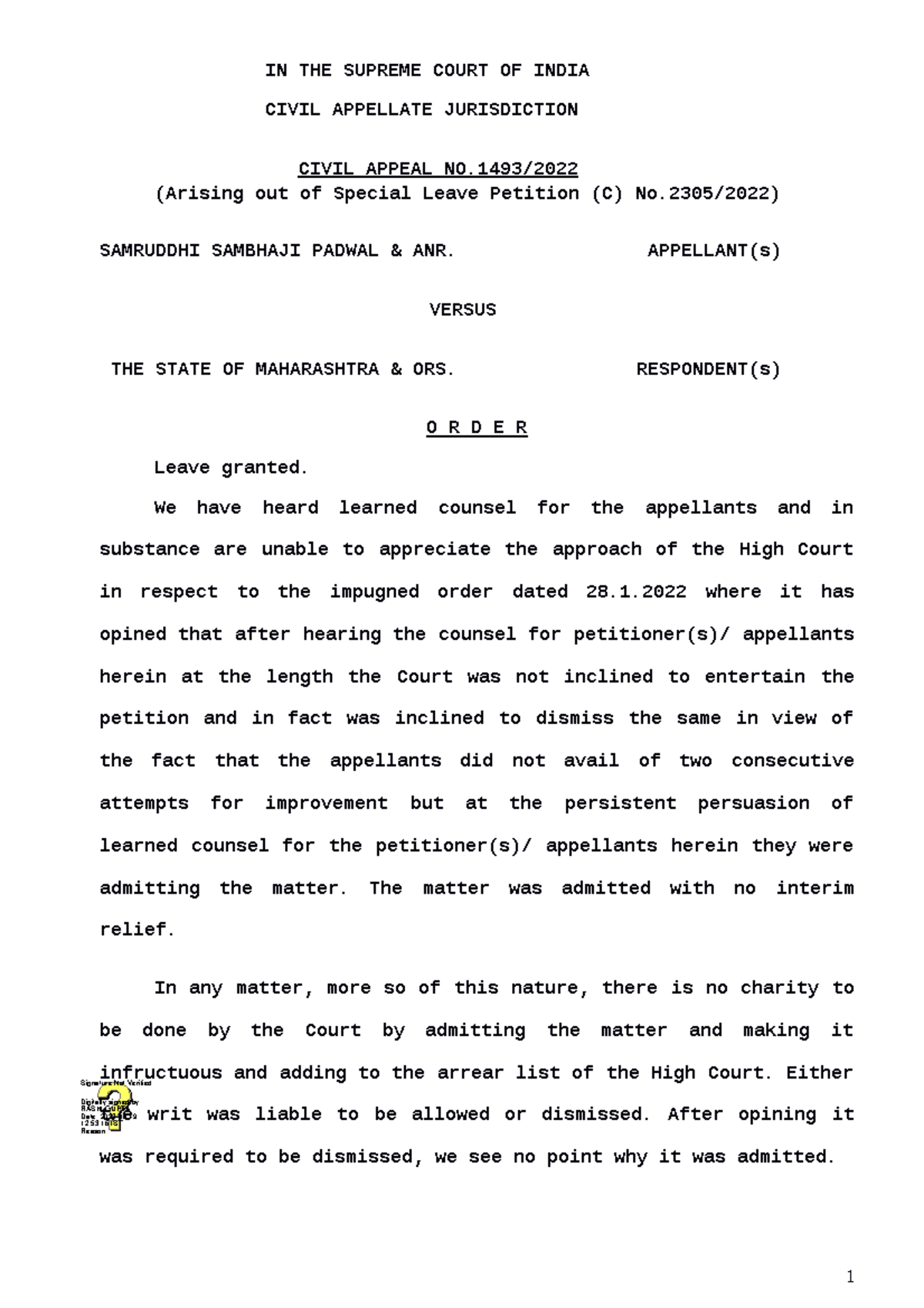 Padwal vs state - citations examples - IN THE SUPREME COURT OF INDIA ...