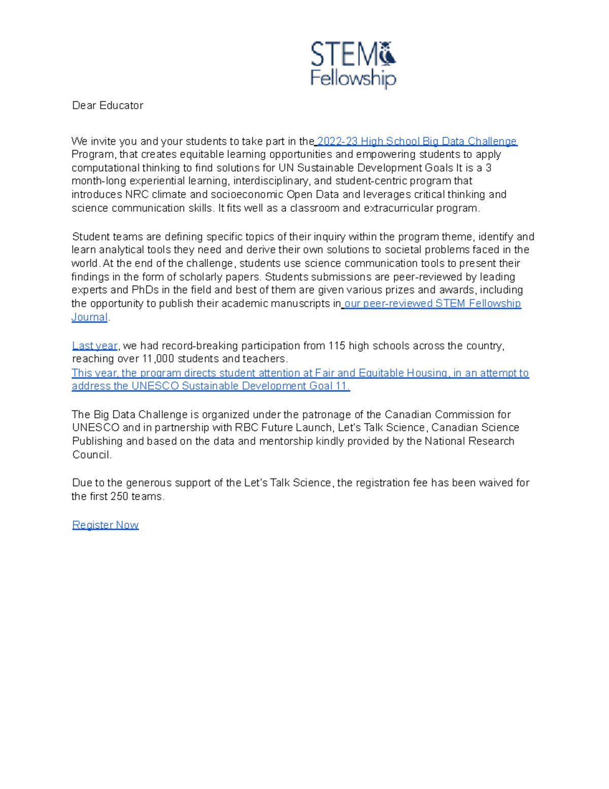 2022-23 HS BDC Invitation - Dear Educator We invite you and your ...