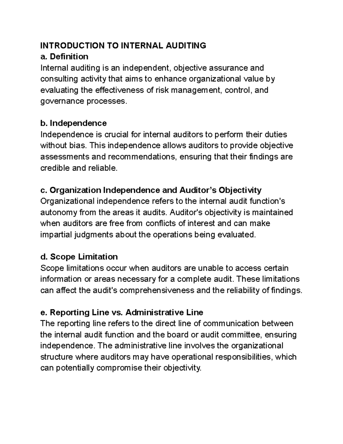 Internal Auditing Intro - INTRODUCTION TO INTERNAL AUDITING a ...