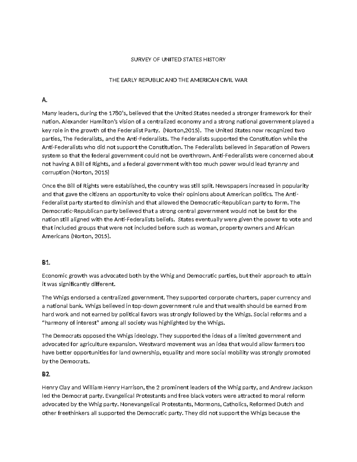 PASSED FIRST ATTEMPT! Survery of US History Task 2 - SURVEY OF UNITED ...