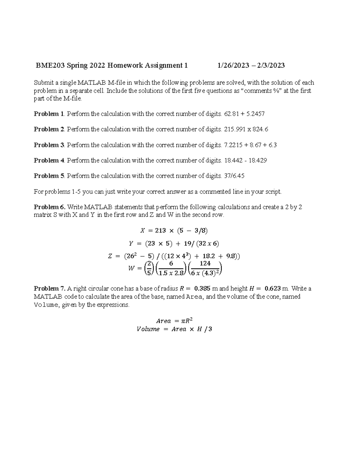BME203 Spring 2023 Homework 1 - BME203 Spring 2022 Homework Assignment ...