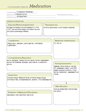 ATI Aripiprazole - ACTIVE LEARNING TEMPLATES TherapeuTic procedure A ...
