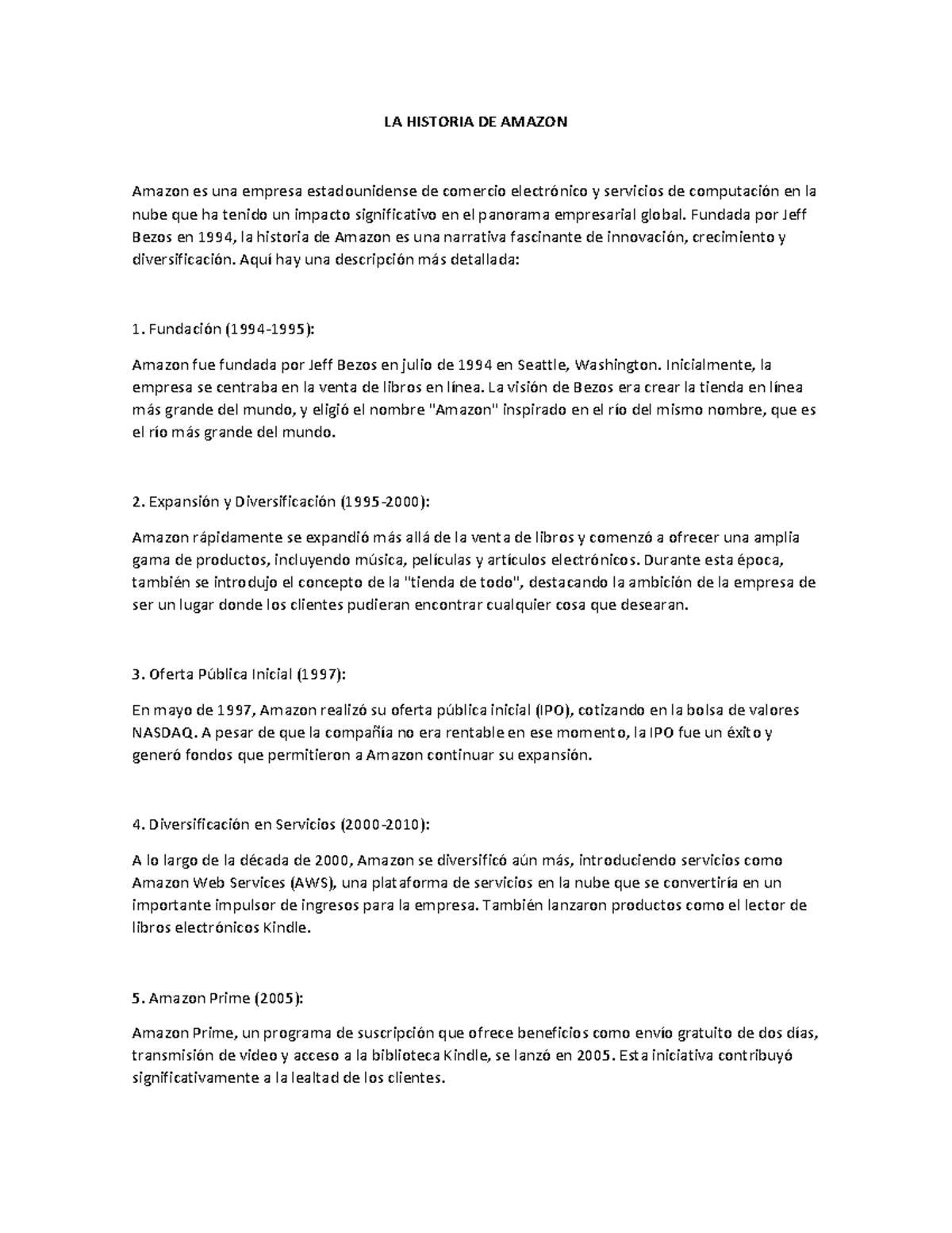 LA Historia DE Amazon - LA HISTORIA DE AMAZON Amazon es una empresa ...