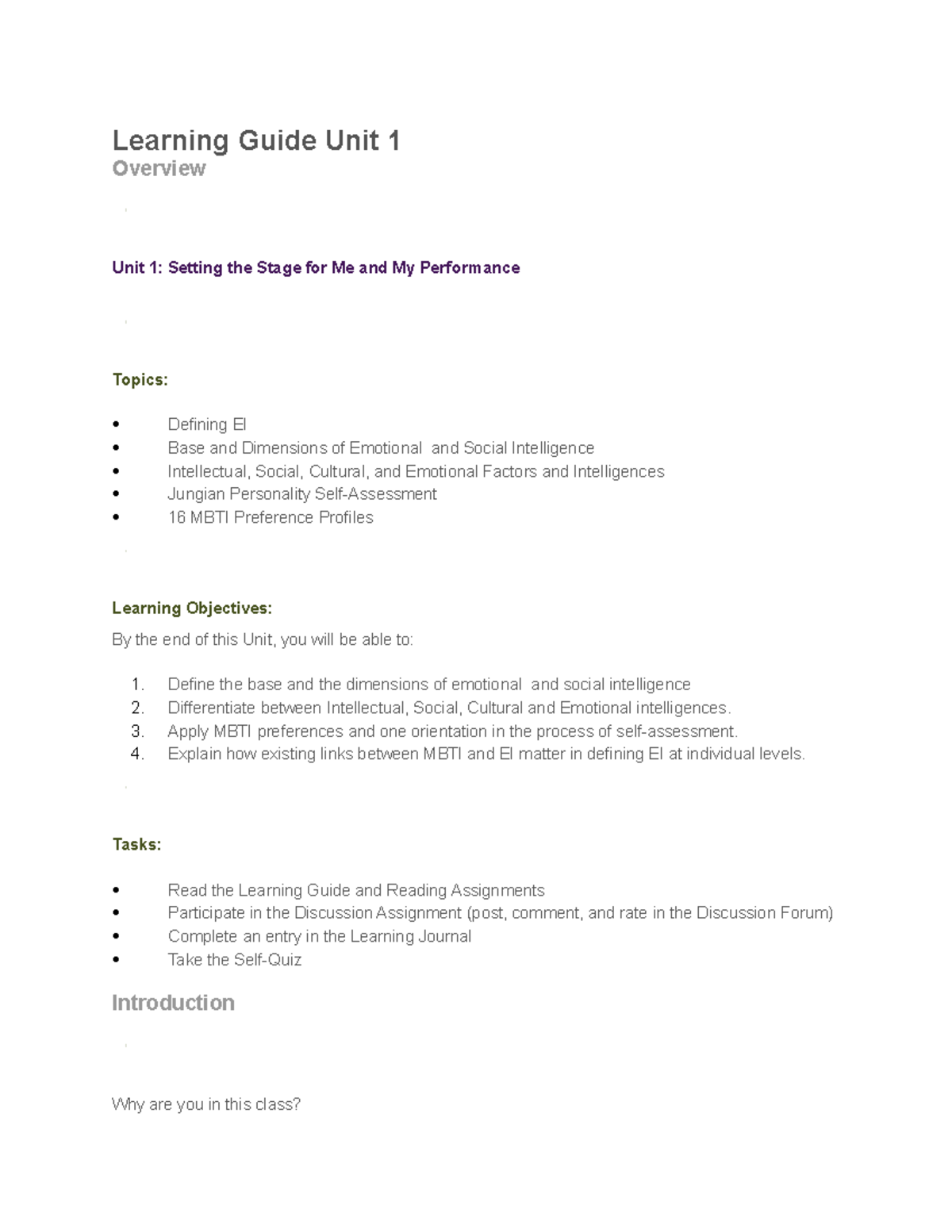 PSYC 1205 Learning Guide Unit 1 - PSY 101 - UNLV - Studocu