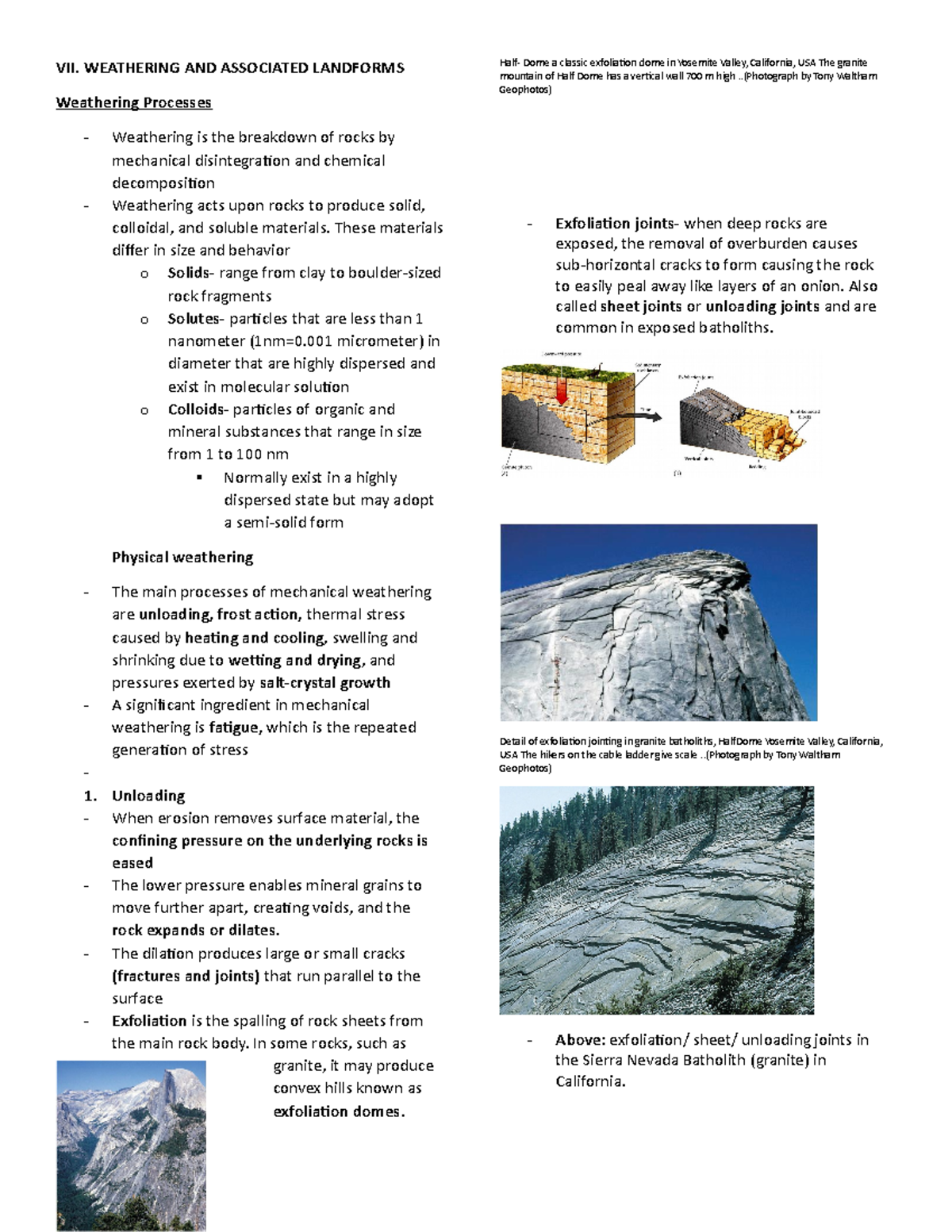 VII. Weathering AND Associated Landforms - VII. WEATHERING AND ...