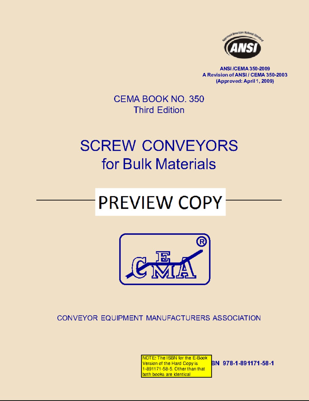 ANSI CEMA 350 Screw Conveyors for Bulk Materials - CEMA BOOK NO. 350 ...