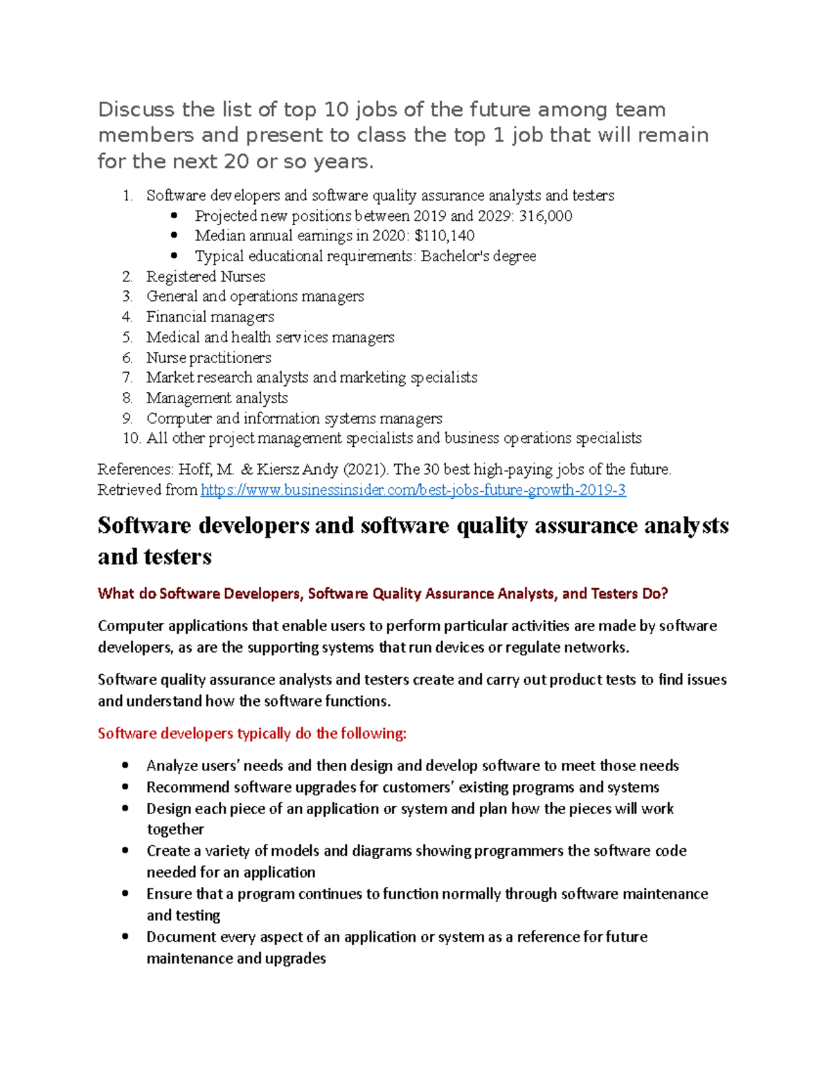 Top 1 job that will remain for the next 20 - Software developers and ...