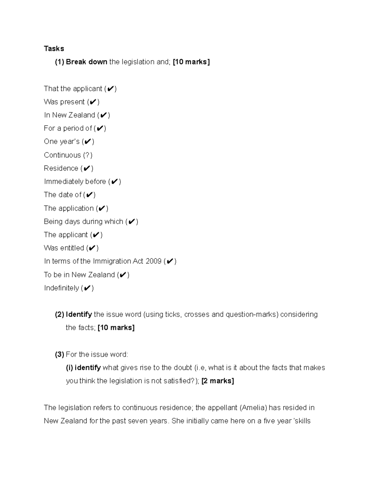 LAWS123 Assignment - Breakdown of statutory provision - Tasks (1) Break ...