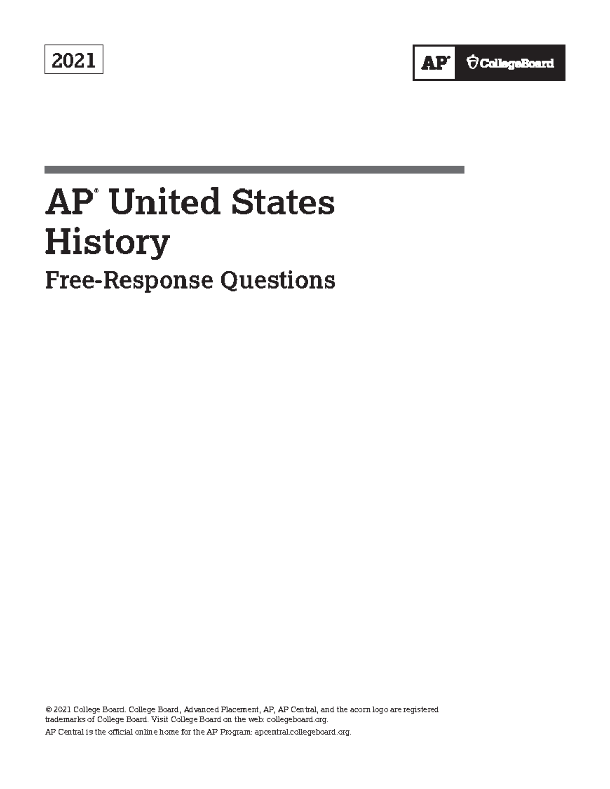 AP21 FRQ US History - 2021 AP ® United States History Free-Response ...