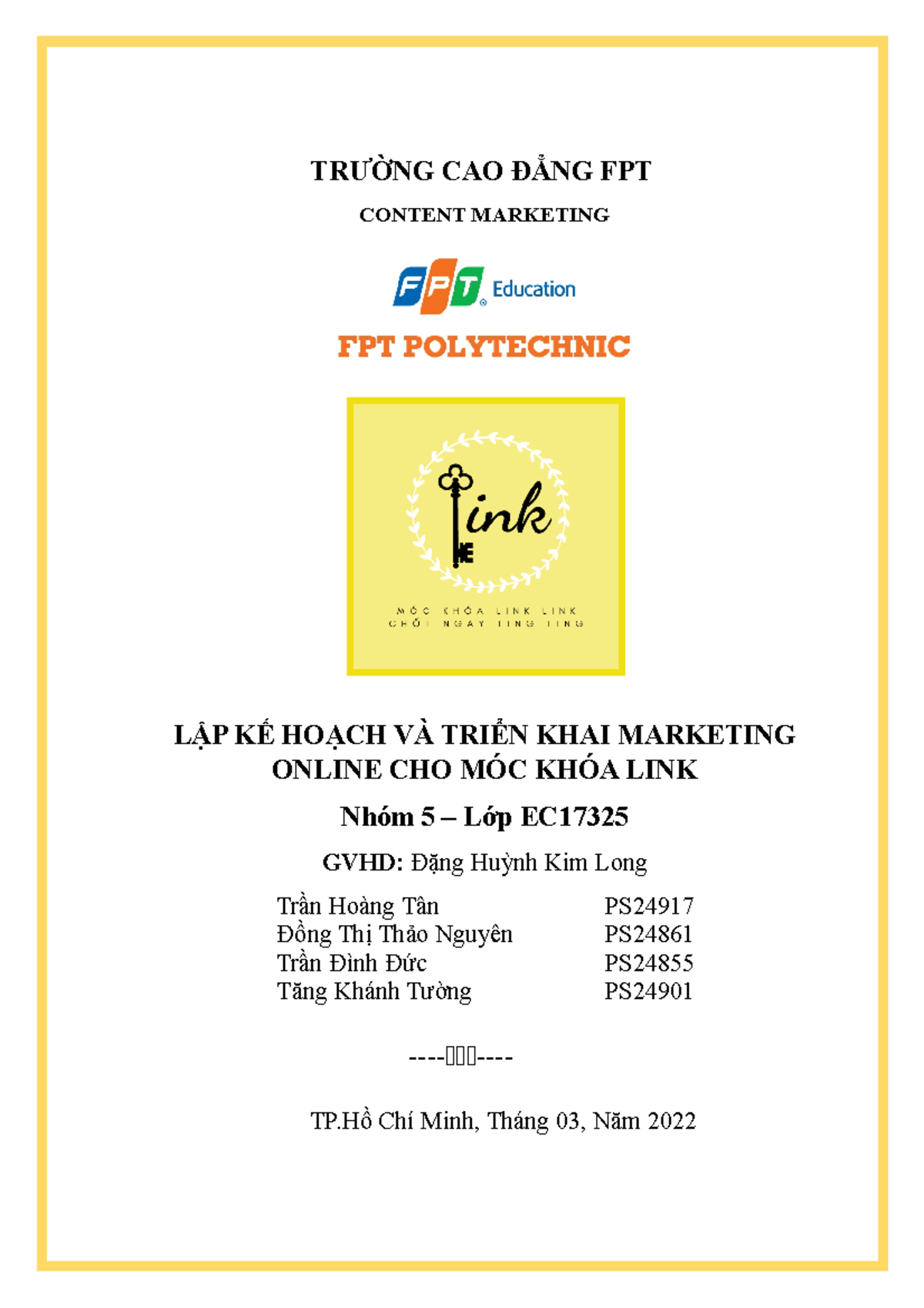 ASM GD1 Content Marketing Nhóm 5 - TRƯỜNG CAO ĐẲNG FPT CONTENT ...