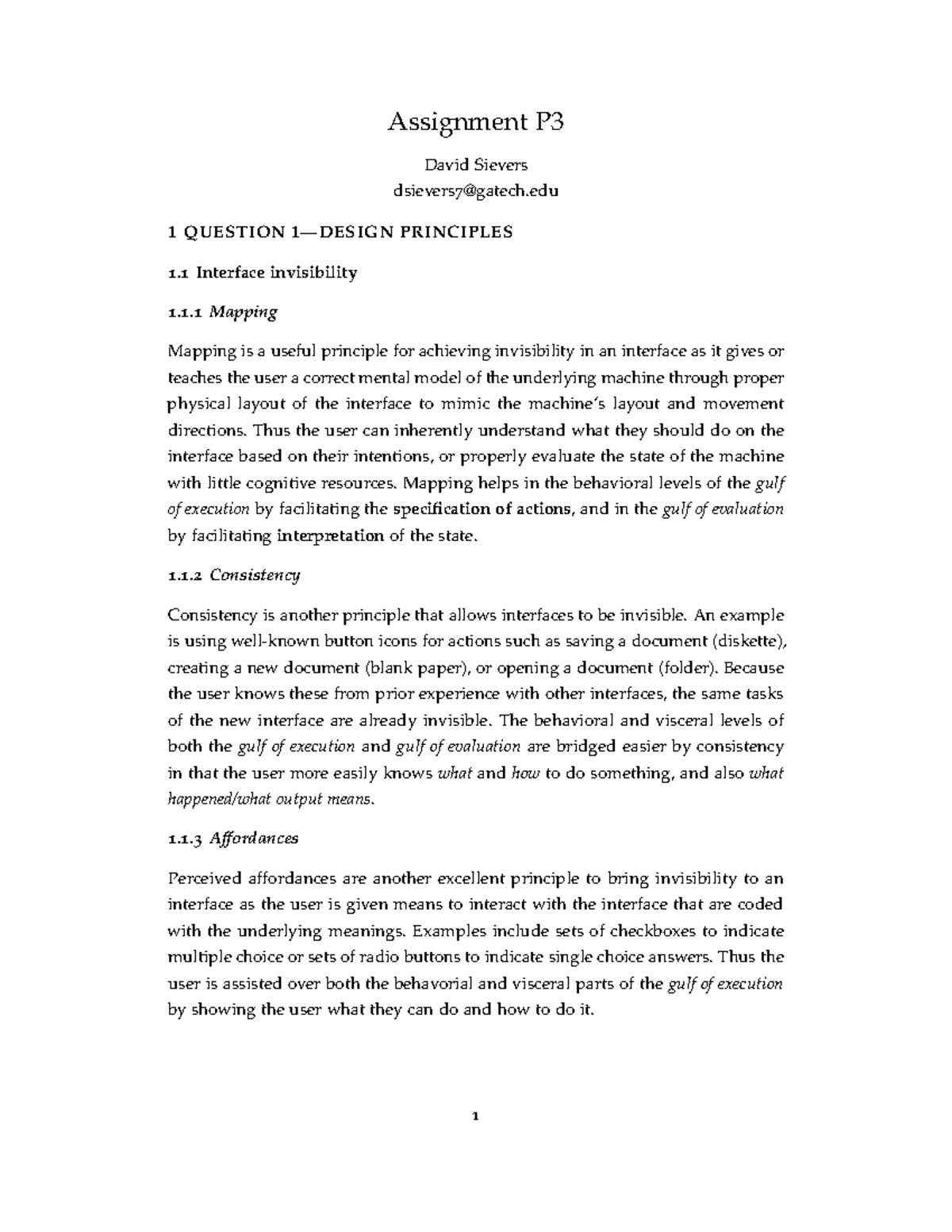 David Andrew Sievers - DESIGN PRINCIPLES - Assignment P David Sievers dsievers 7 @gatech 1 ...