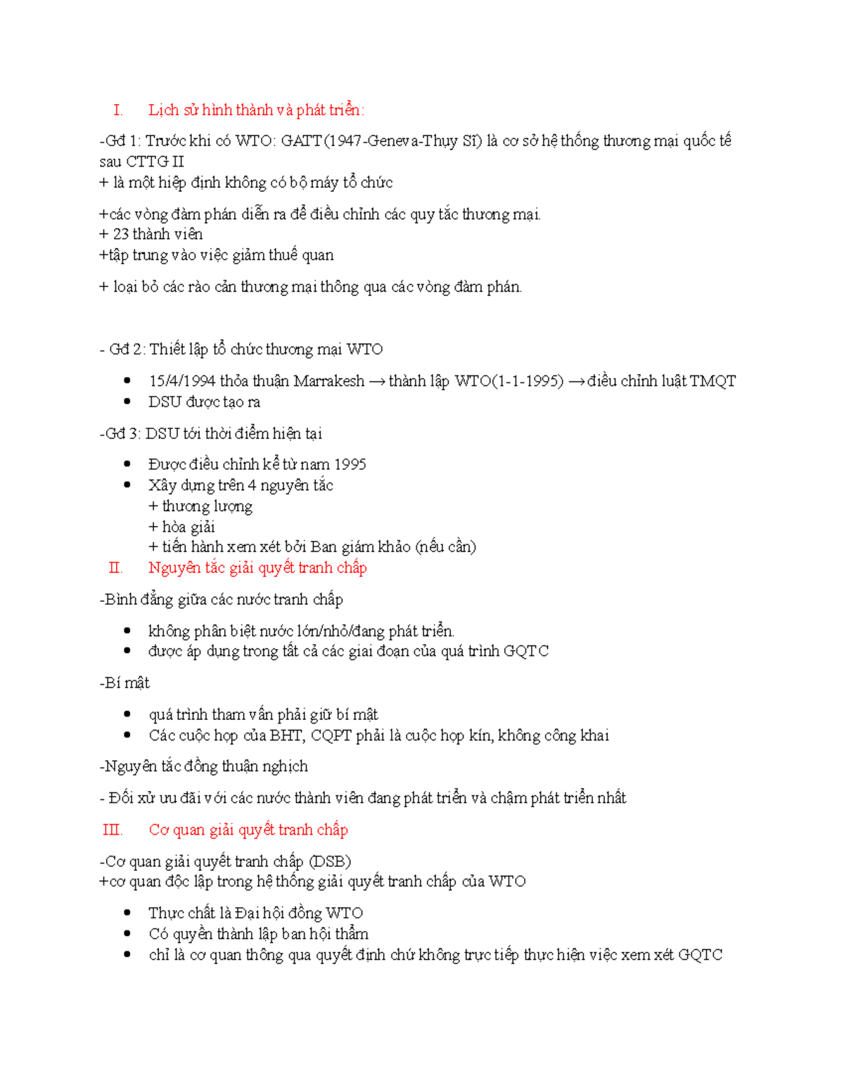 Bt Ltmqt - good - I. Lịch sử hình thành và phát triển: -Gđ 1: Trước khi có WTO: - Studocu