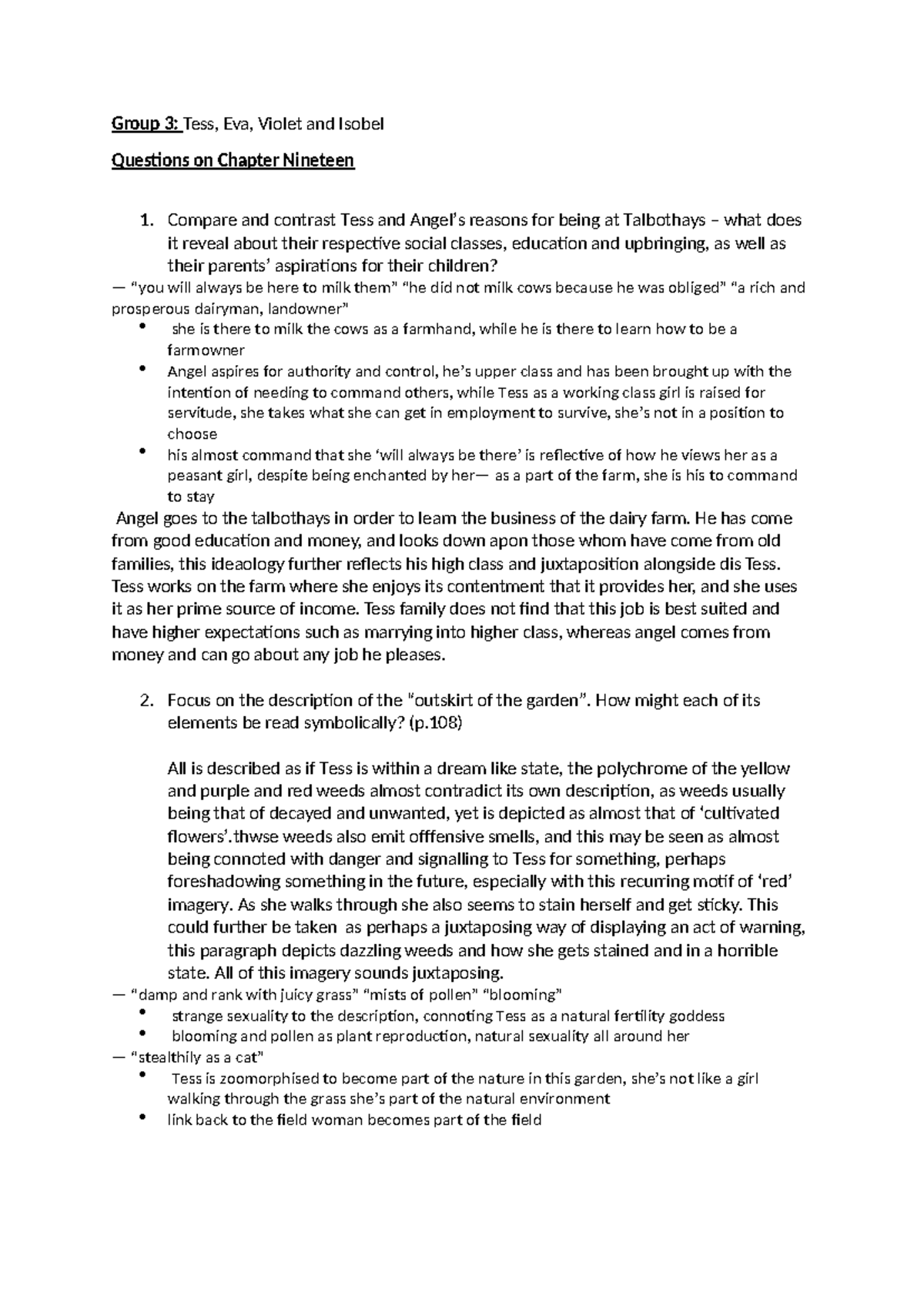 Hardy Lesson Materials 1 March - Group 3: Tess, Eva, Violet and Isobel ...