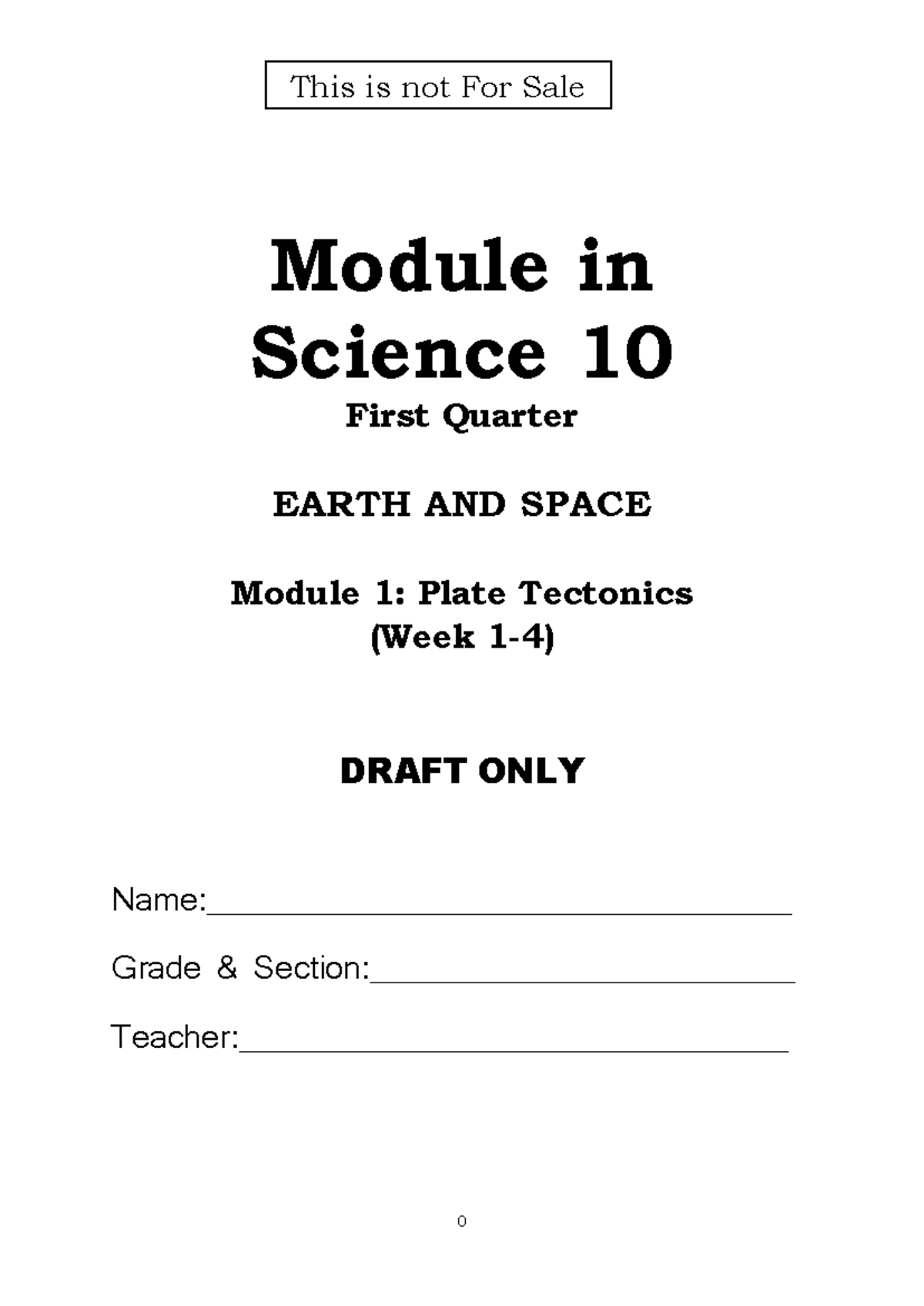 Grade 10 Weeks 1 4 Science - This is not For Sale Module in Science 10 ...